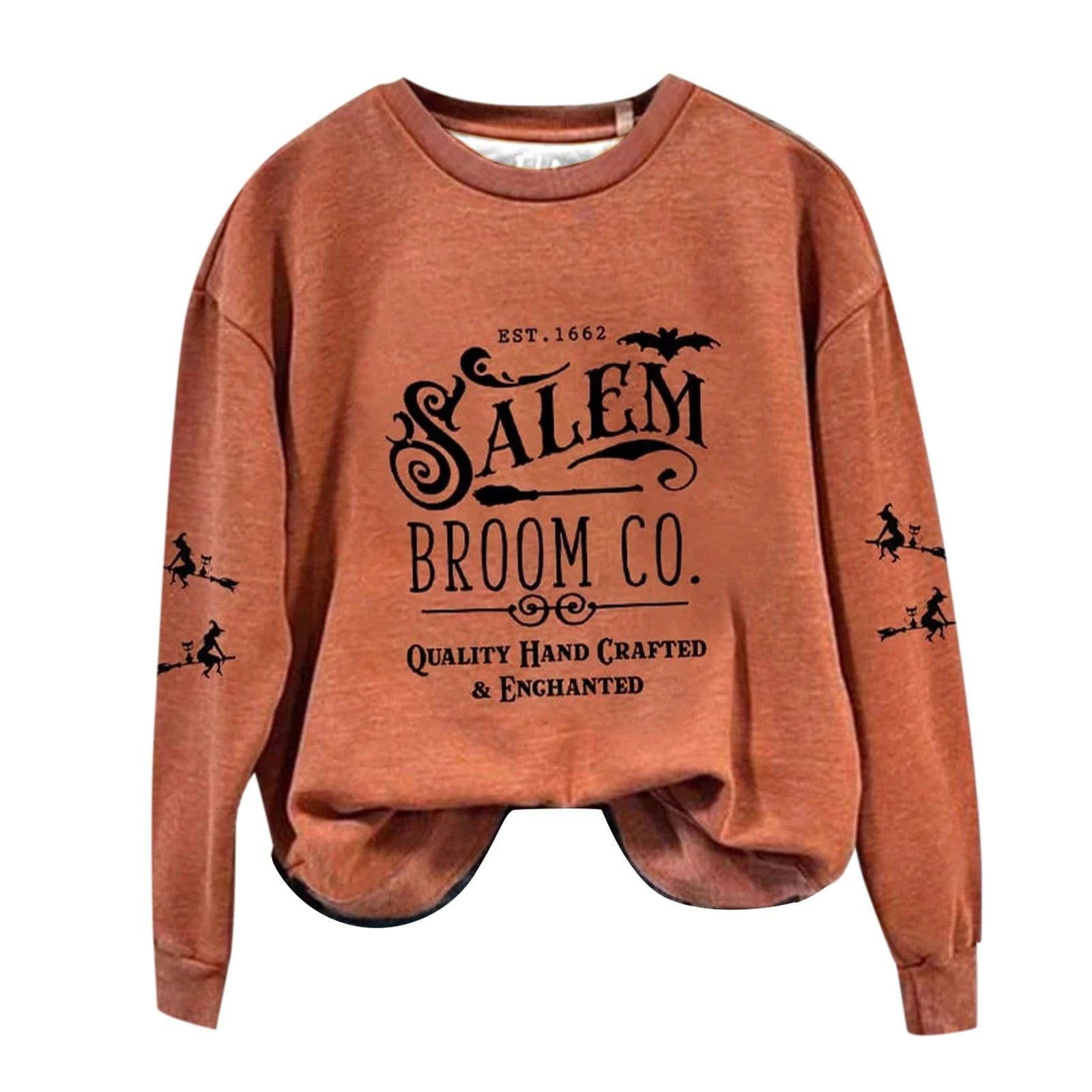 Orange Women T Shirts Loose Fit, Long Sleeve Floral T Shirts for Women ...