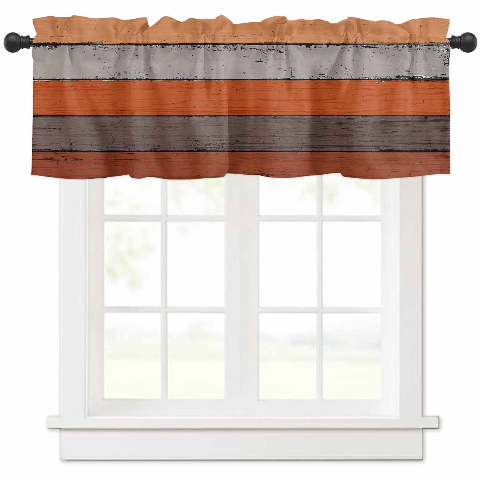 Orange Wooden Valances for Windows Farmhouse Kitchen Curtains Valances ...