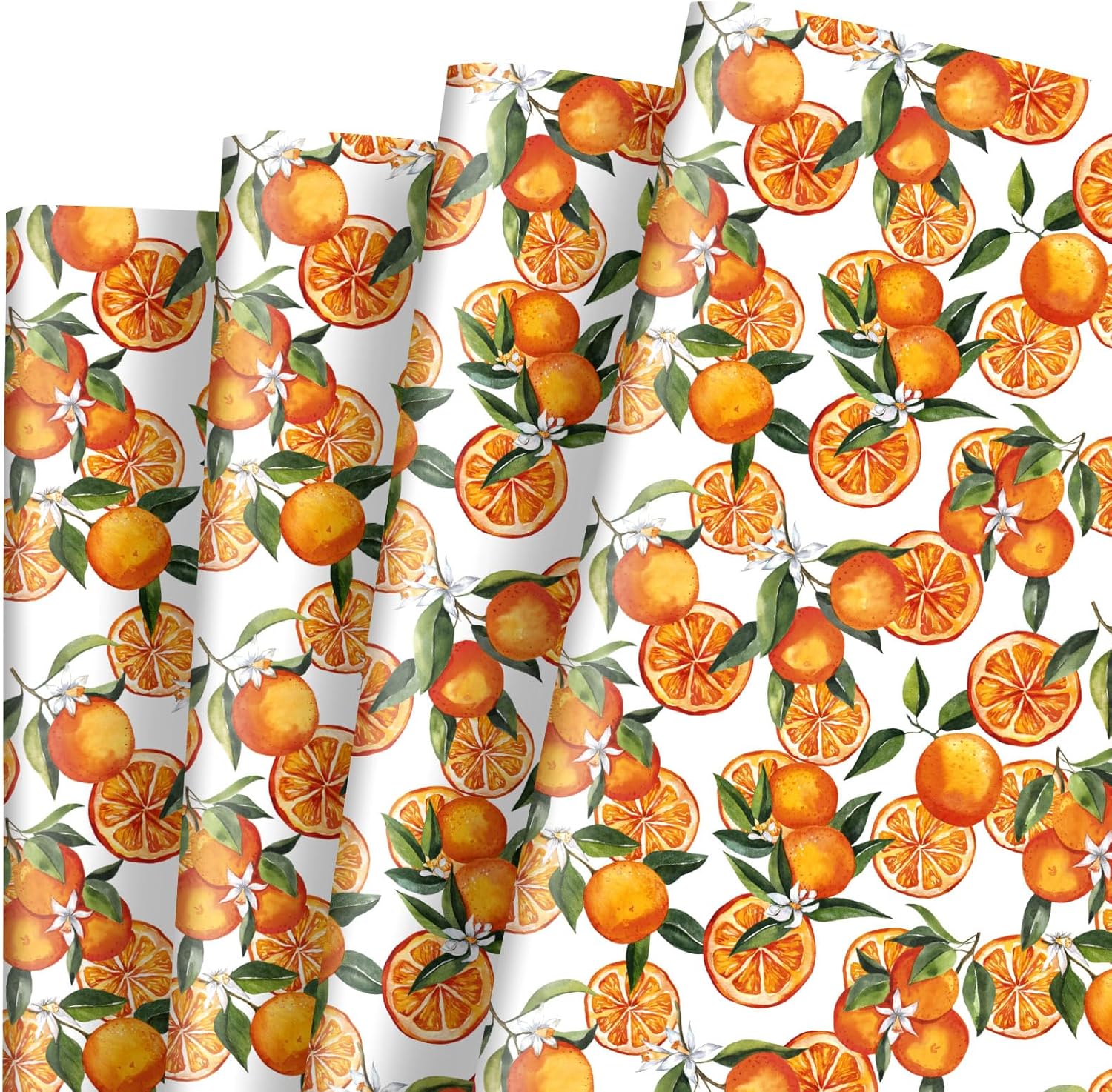 Orange Wrapping Paper Watercolor Citrus Fruit Gift Wrap Paper Bulk ...