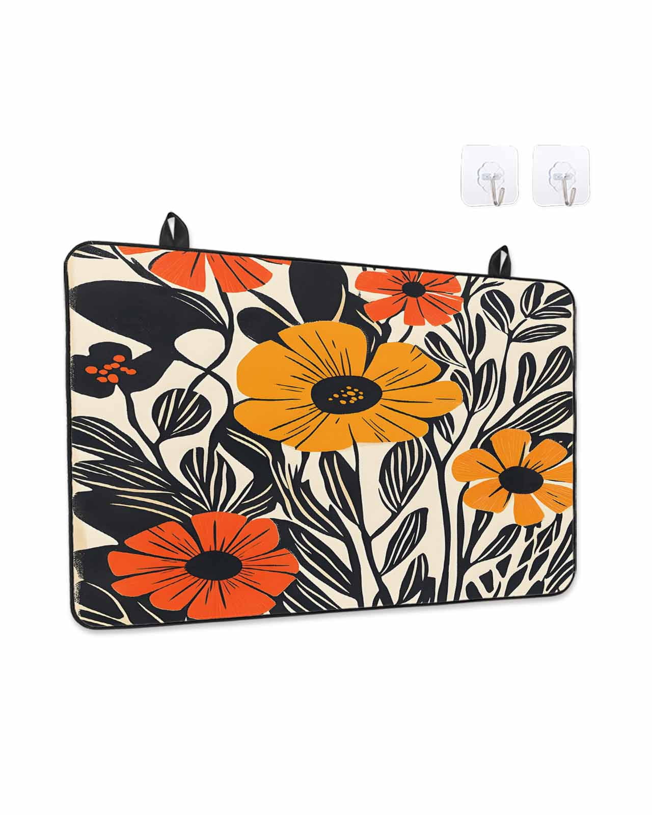 Orange Yellow Black Botanical Stove Top Covers for Electric Stove ...