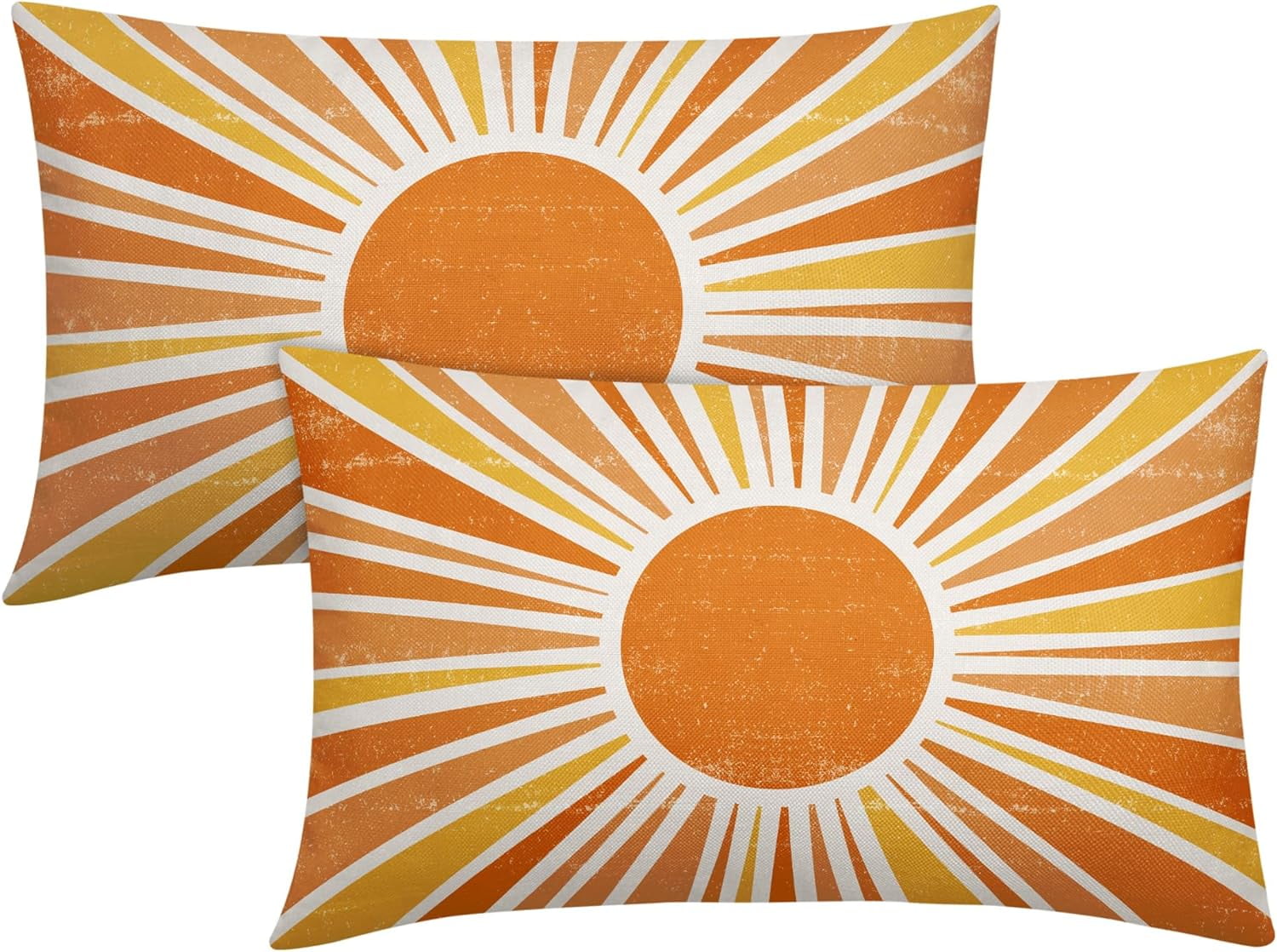Orange Yellow Boho Pillow Covers 12x20 Set of 2 Bohemian Style Retro ...
