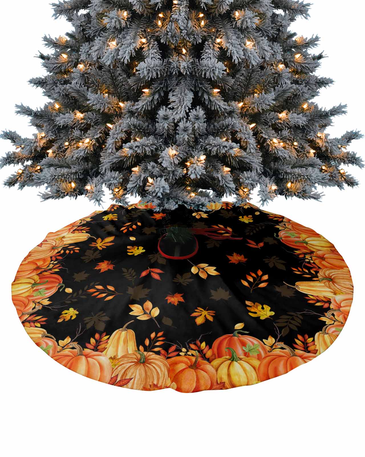 Orange Yellow Fall Christmas Tree Skirt 36 Inches Large Christmas Skirt ...