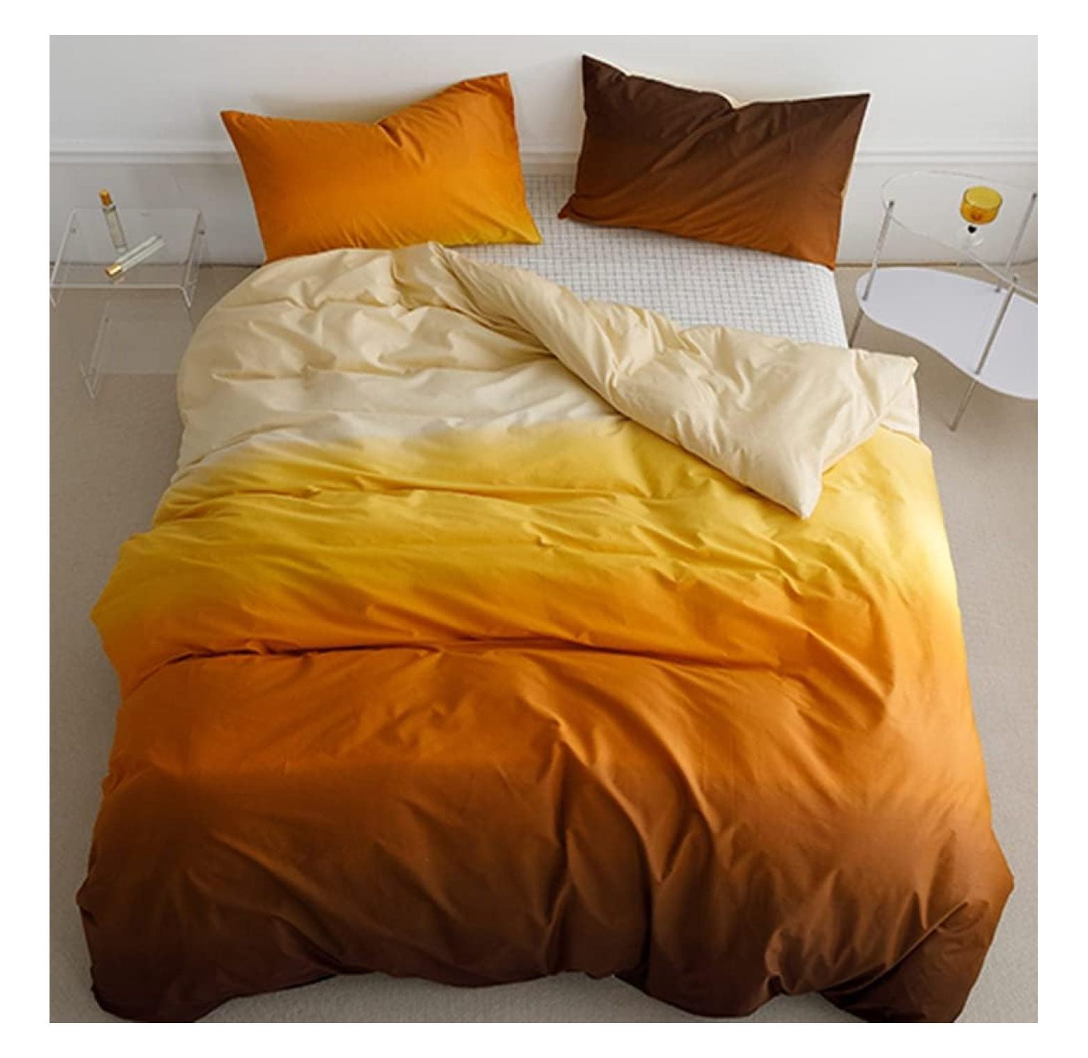 Orange Yellow Gradient Comforter Sets King Solid Yellow and Orange ...