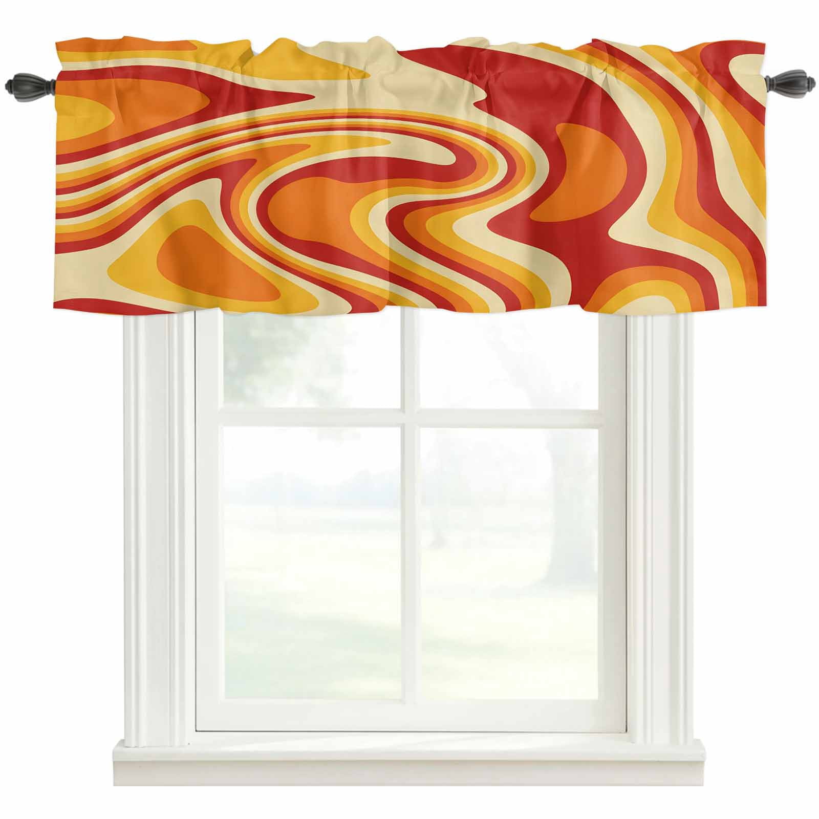 Orange Yellow Rod Pocket Curtain Valance, Modern Ombre Abstract ...