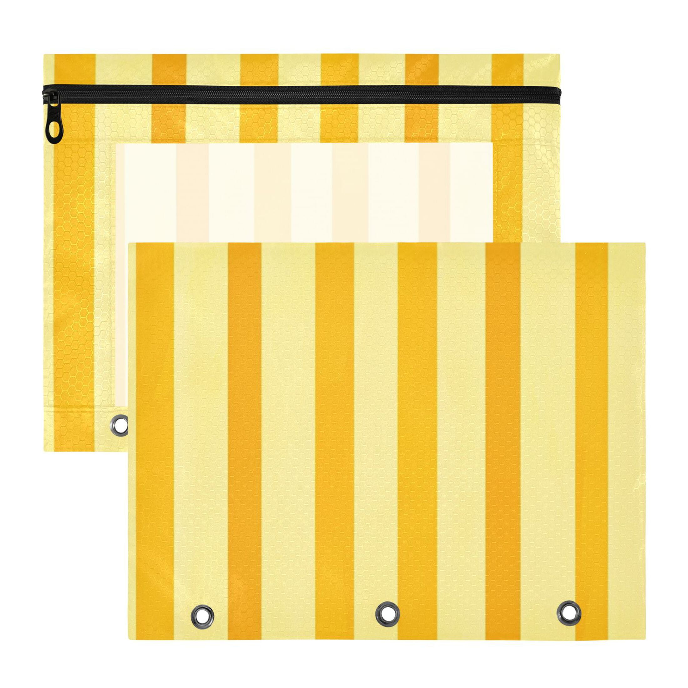 Orange Yellow Vertical Stripes 3-Ring Binder Pouches A4 Size Zipper ...