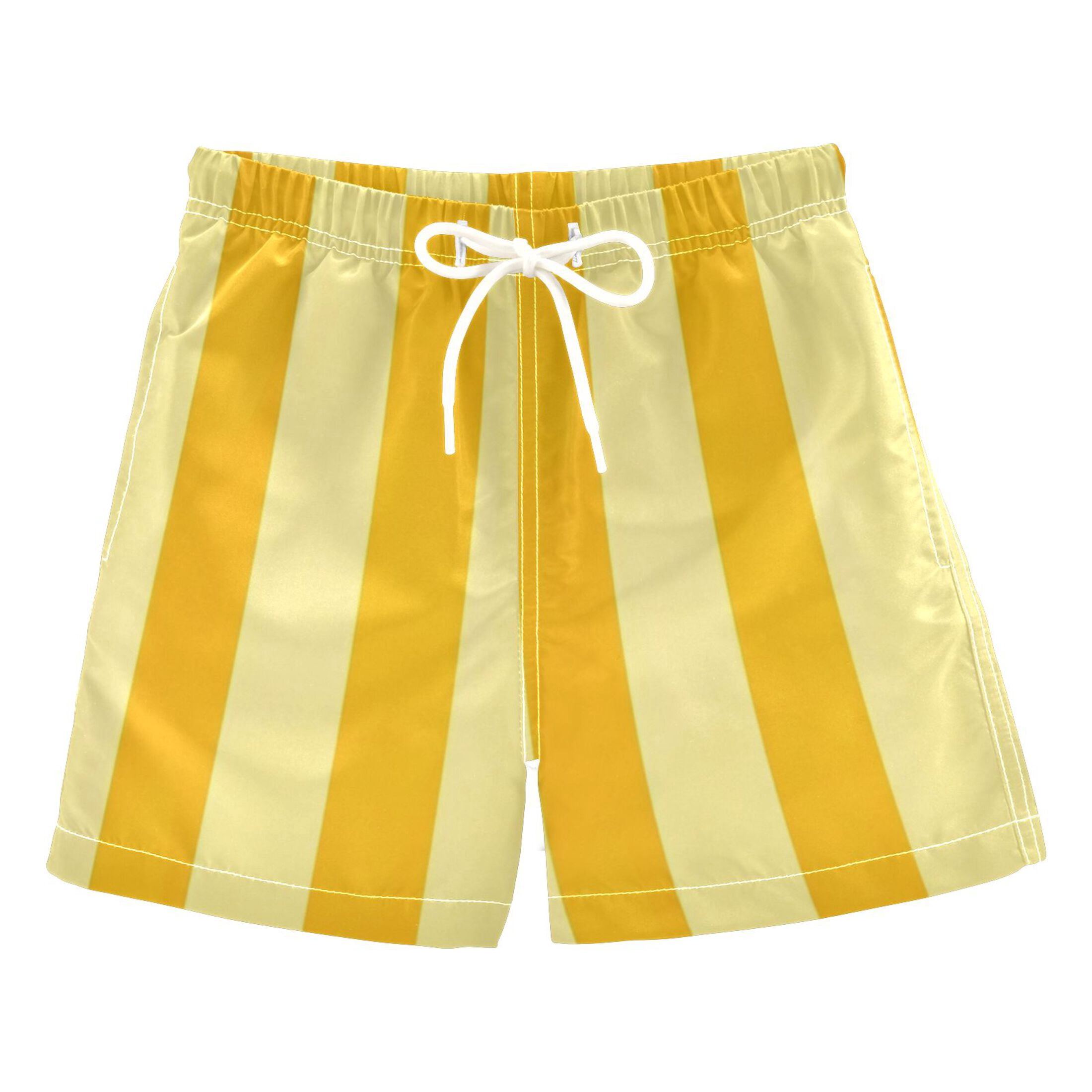 Orange Yellow Vertical Stripes Boys' Swim Trunks Board Shorts Beach ...