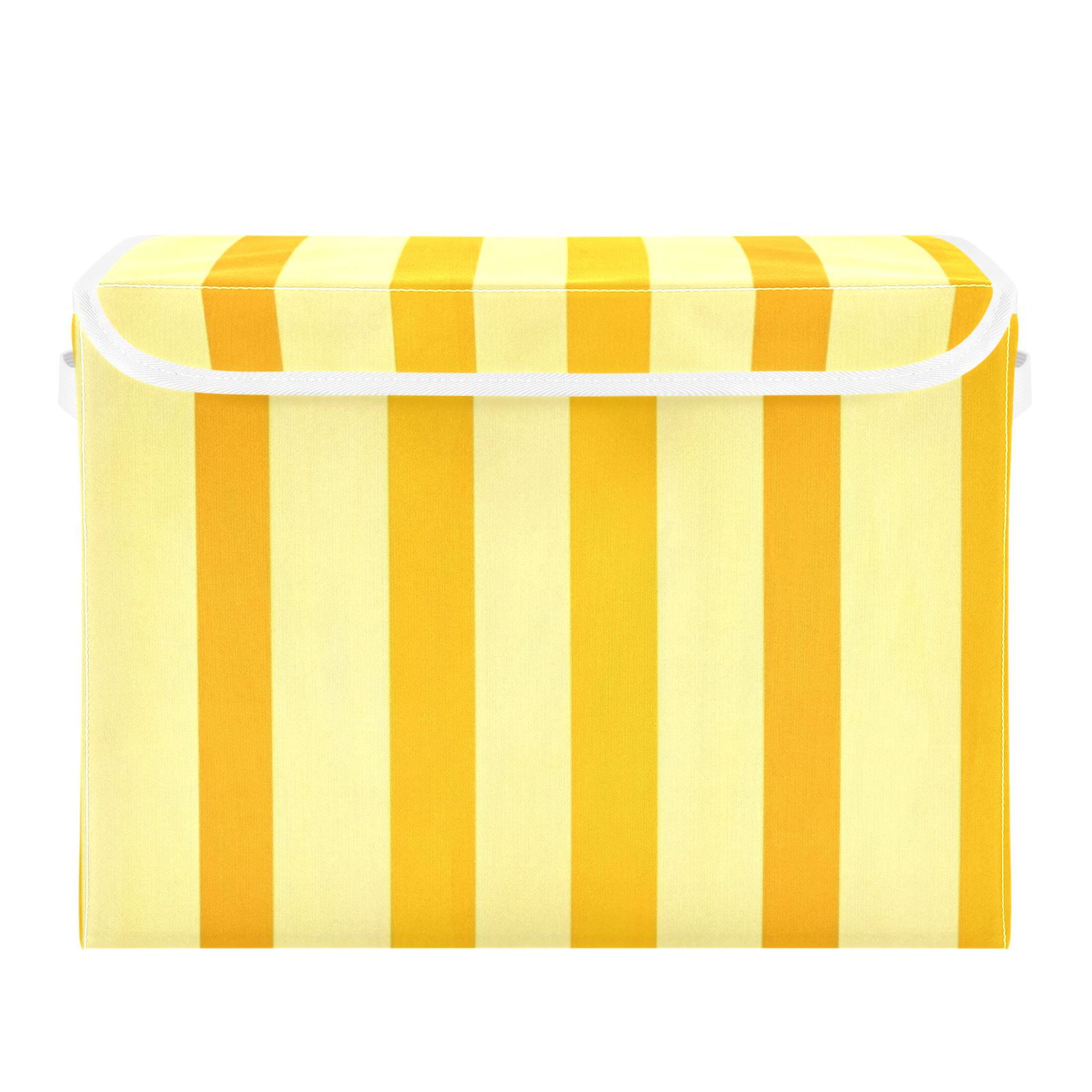 Orange Yellow Vertical Stripes Foldable Storage Bin with Lid and Handle ...