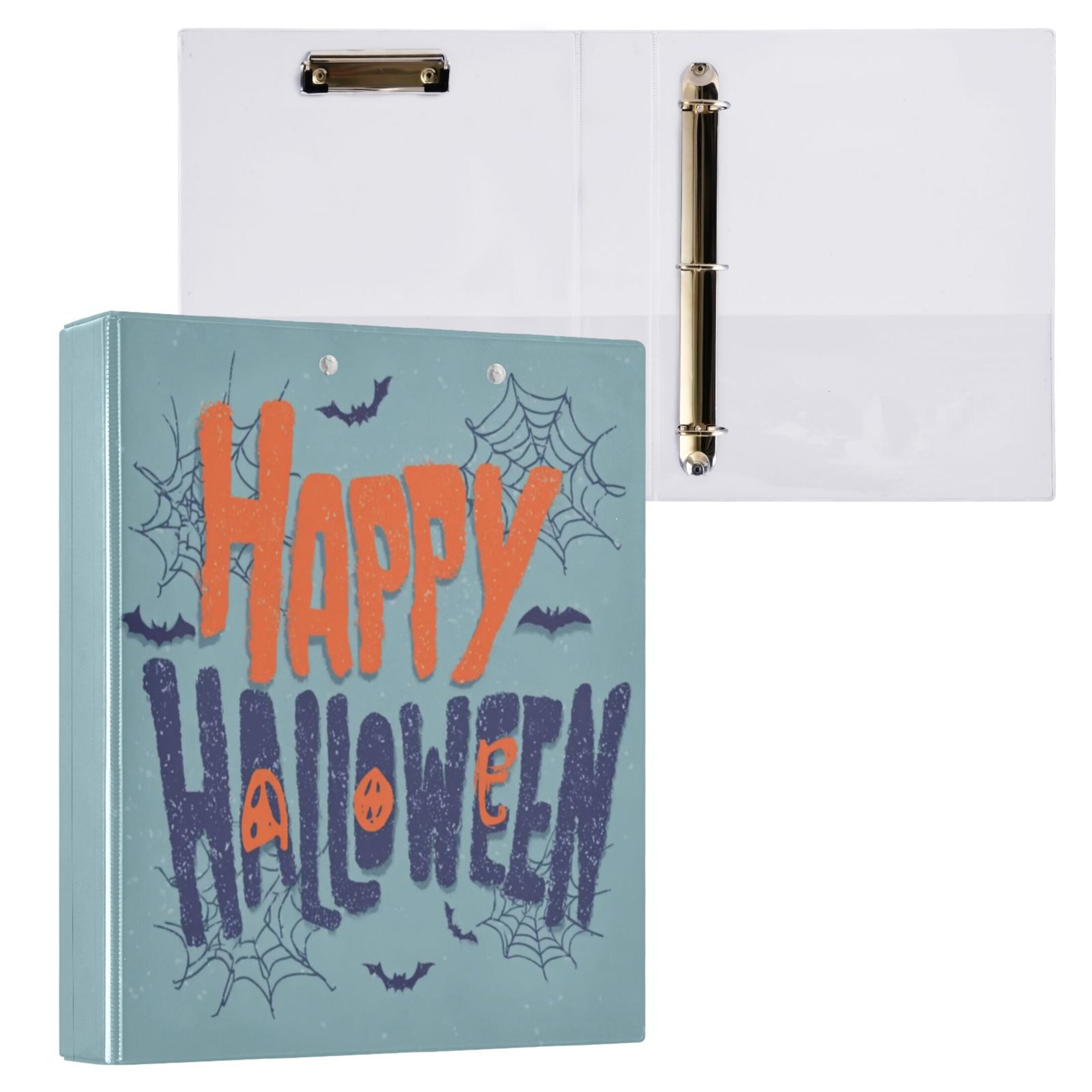 Orange and Blue Color Text 3 Ring Hardcover Binders 1.5in Round Rings ...