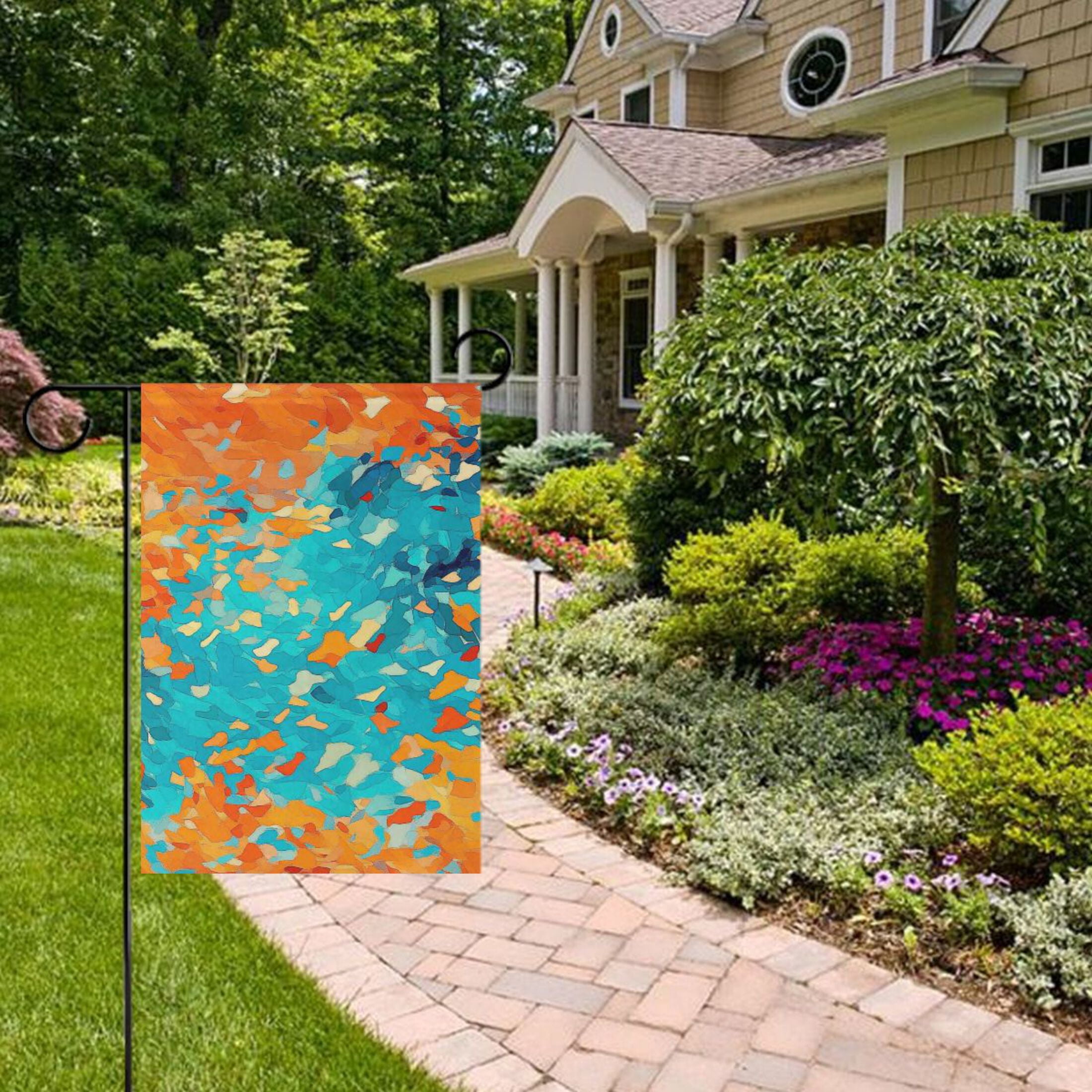 Orange and Blue Vibrant Vector Illustration Garden Flag 28x40 inch ...
