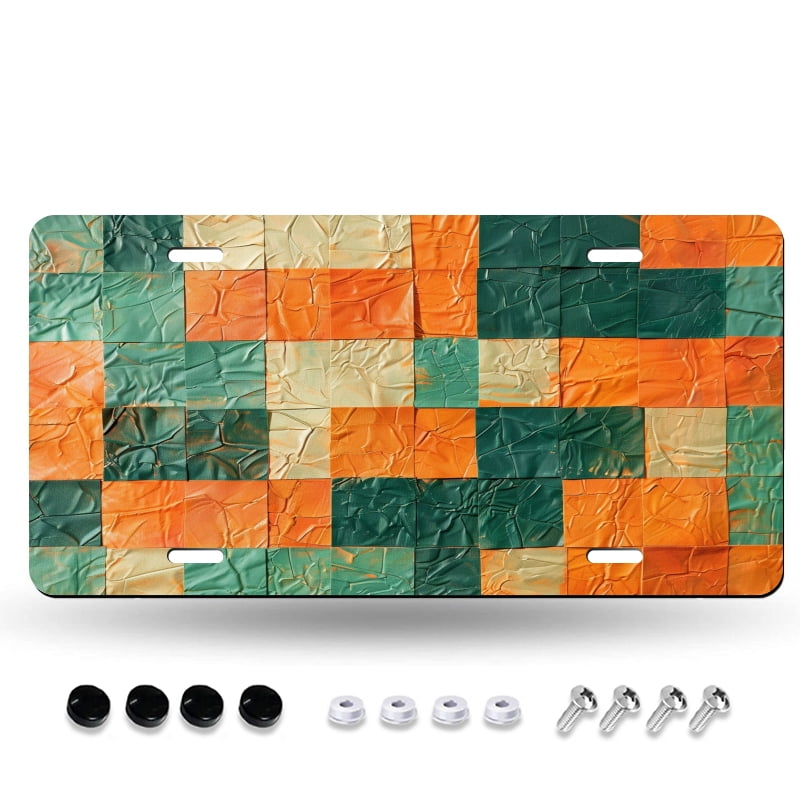 Orange and Brown Squares Made From Paper License Plate Frame ...