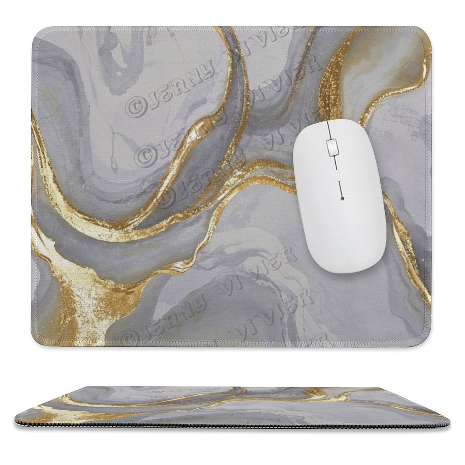 Orange and Golden Marble Mouse Pad, 10" x 12", Non-Slip Base, Stitched ...