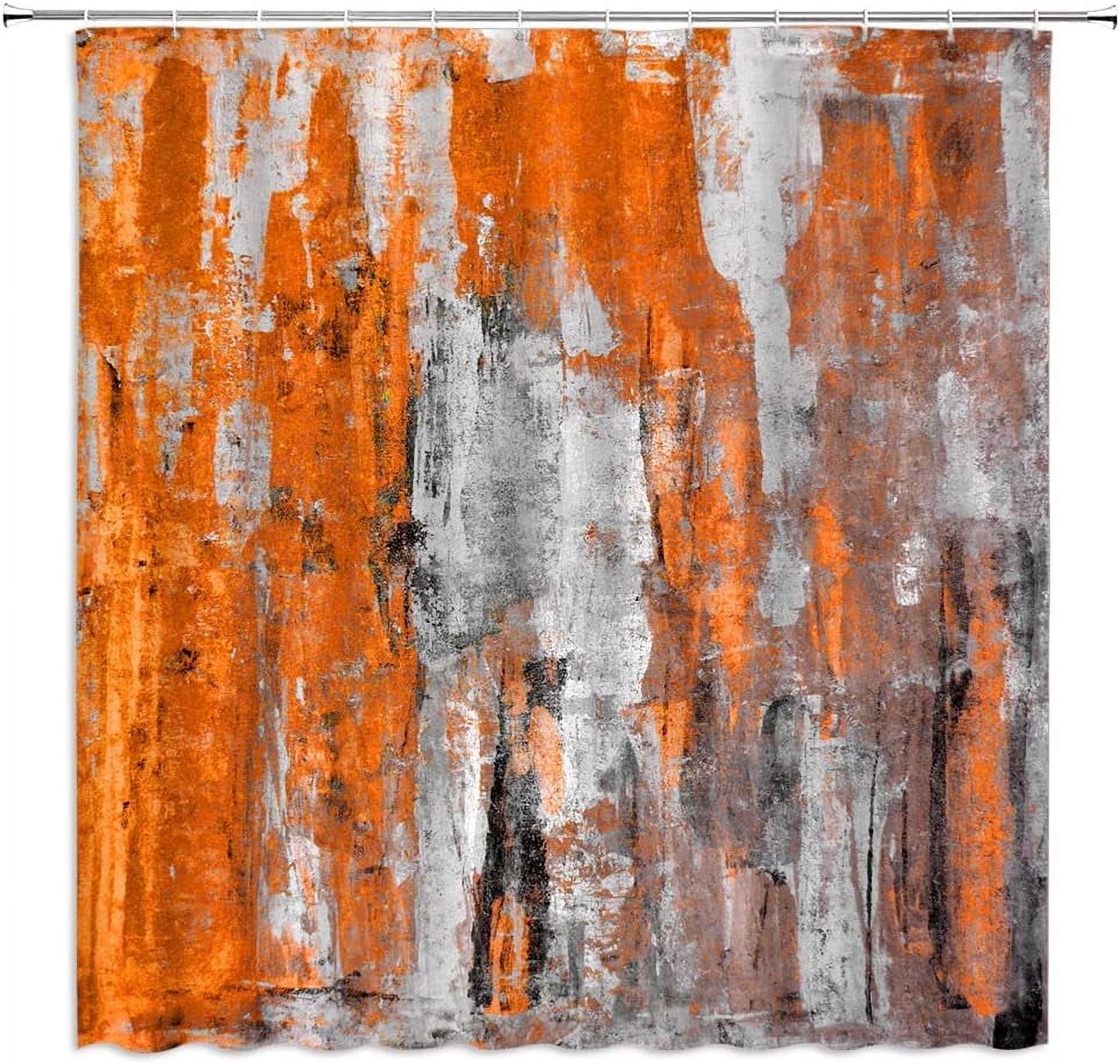 Orange and Gray Shower Curtain Abstract Art Burnt Orange Grunge Style ...