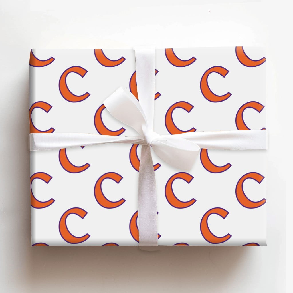 Orange and Purple Letter C Collegiate Style Gift Wrapping Paper ...