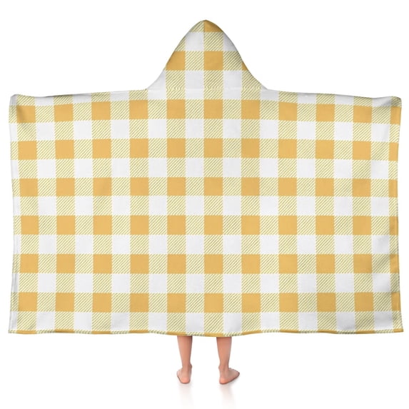 Orange and White Checkered Pattern Teens Hooded Bath Towel Wrap for ...