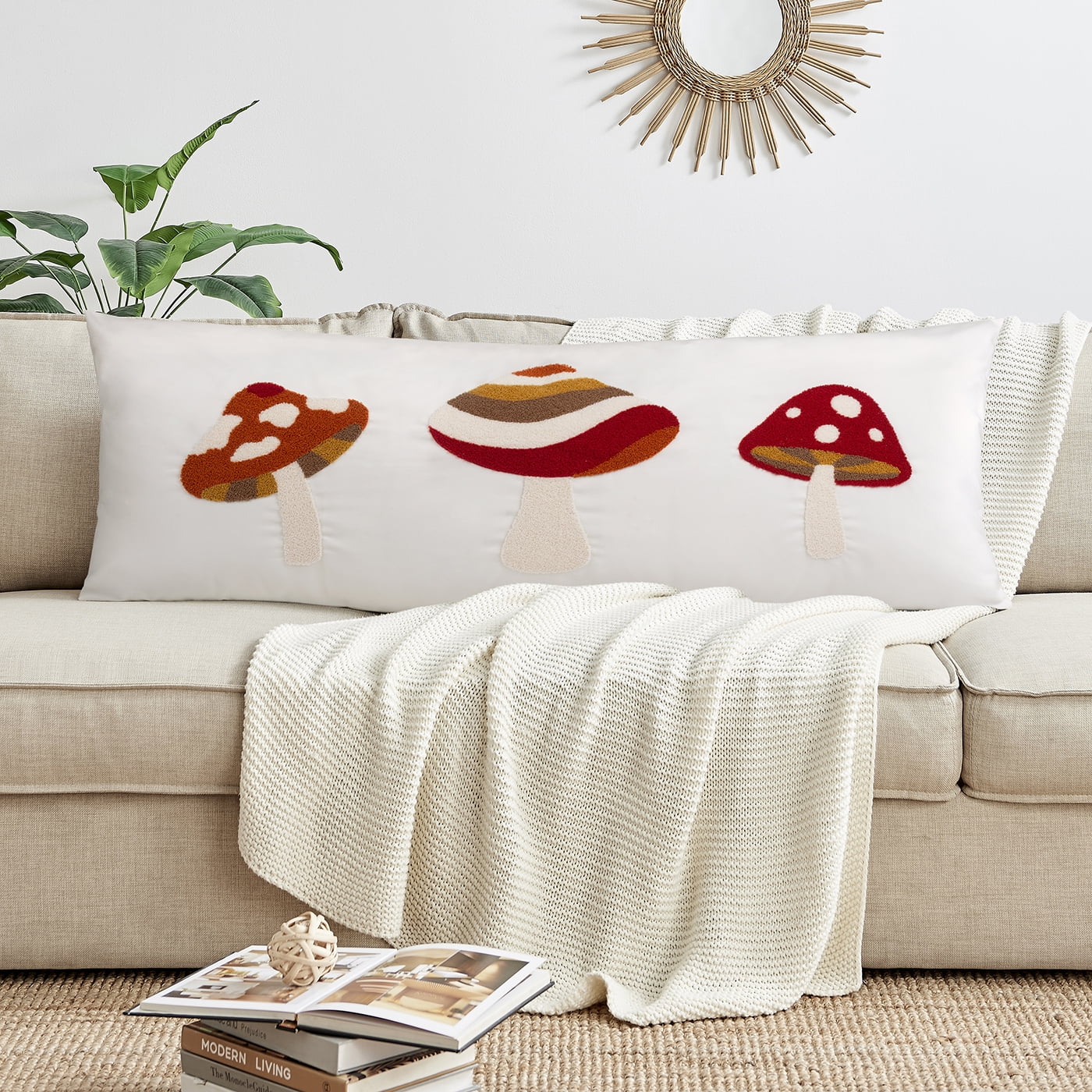 Orange and White Farmhouse Mushroom Body Pillow Case (Pillow Not ...