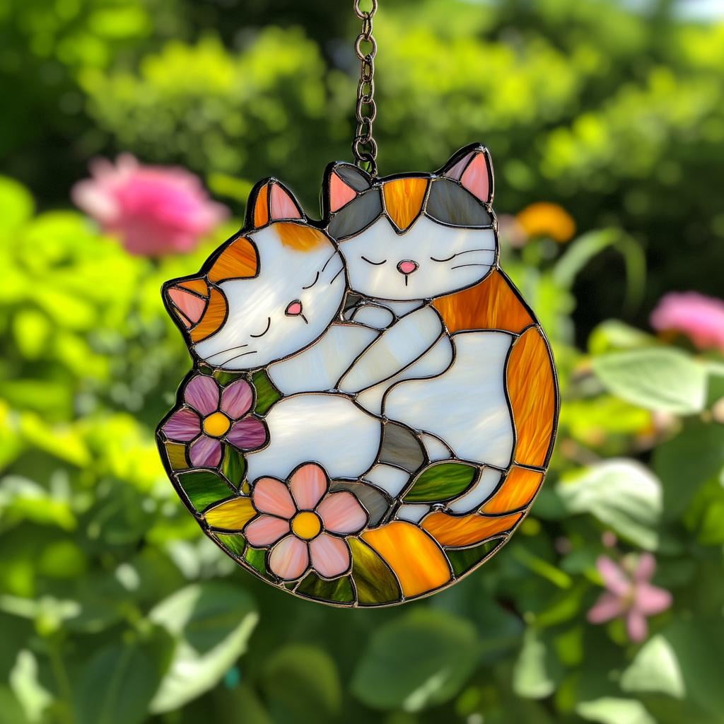 Orange cat calico cat acrylic Window Hanging calico cat ornament Home ...