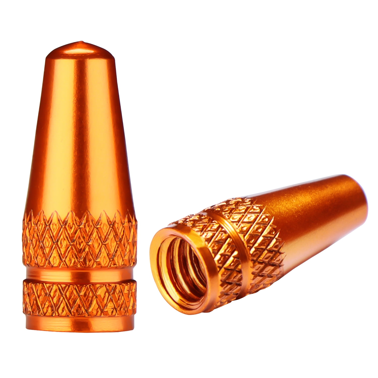 Orange presta valve caps aluminum anodized bike tire air dust stem ...