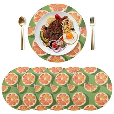 ONEFIND Set of 6 Round Placemats, 15 inch Beige Woven Table Mats, Heat ...