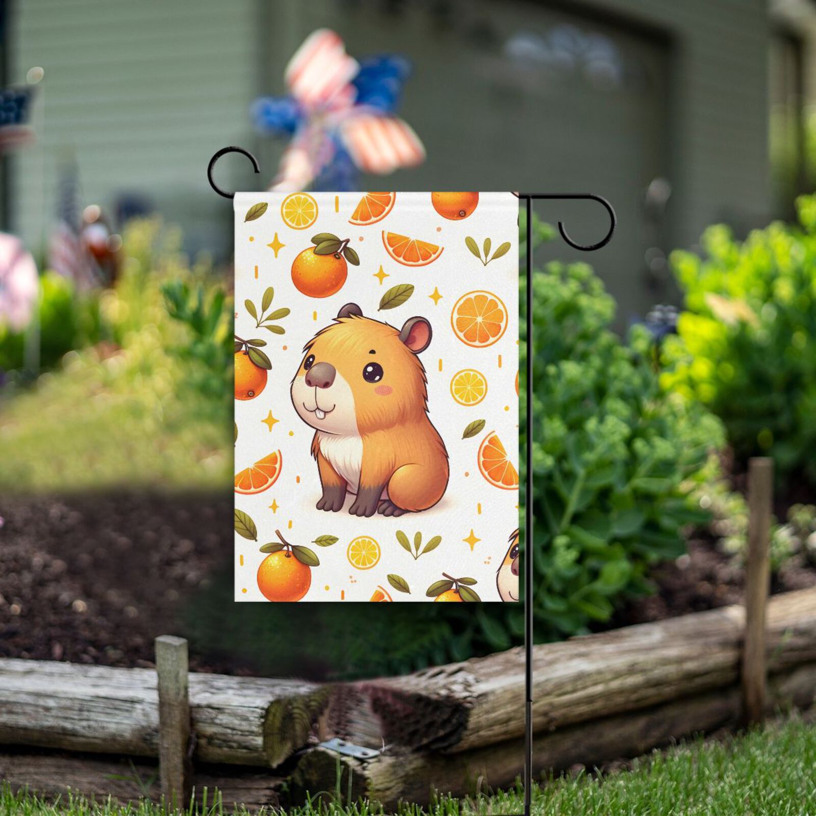Oranges Capybaras Garden Flag Double Sided Outdoor Banners for ...
