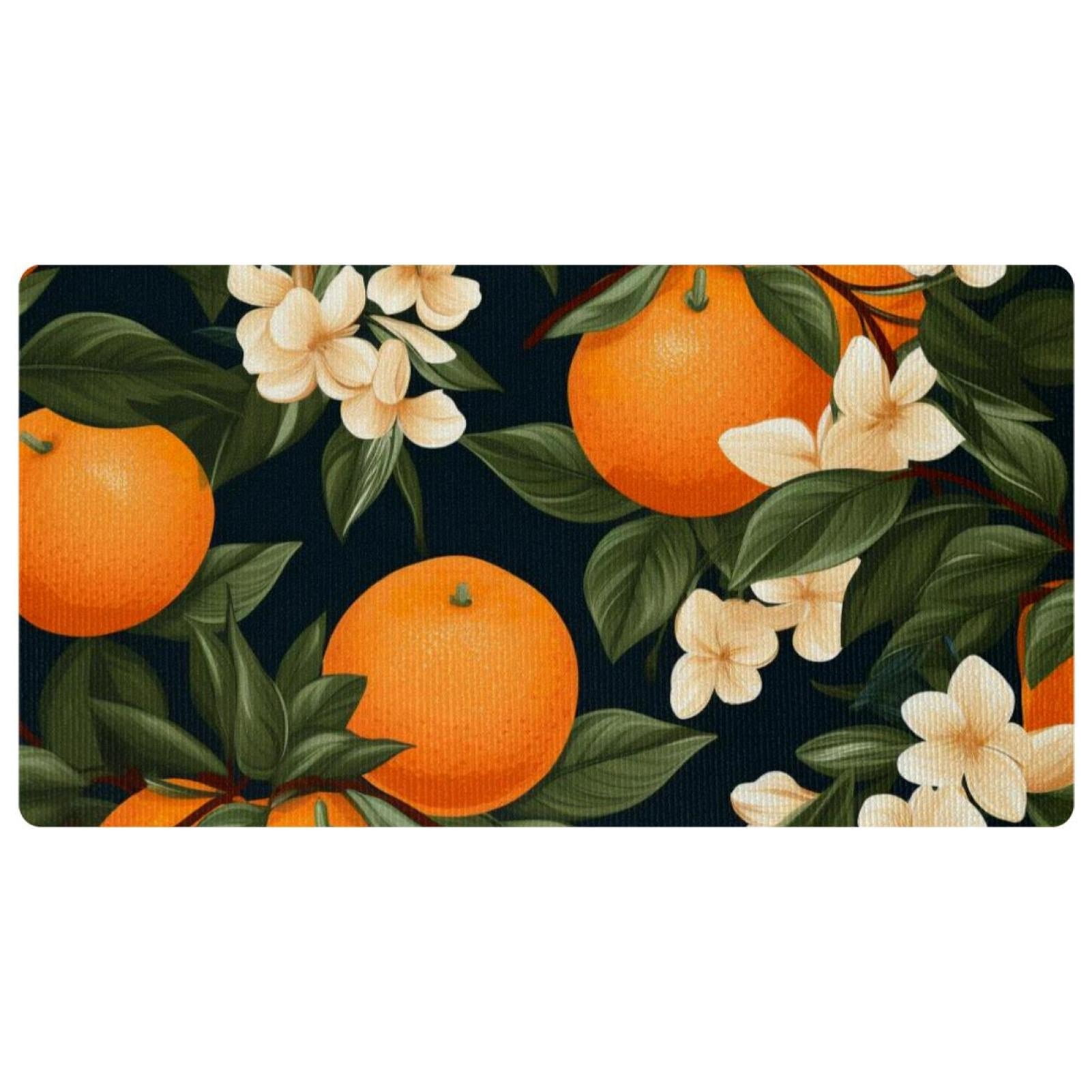 Oranges and Flowers Deluxe Kitchen Mats for Floor - Anti Fatigue, Large ...