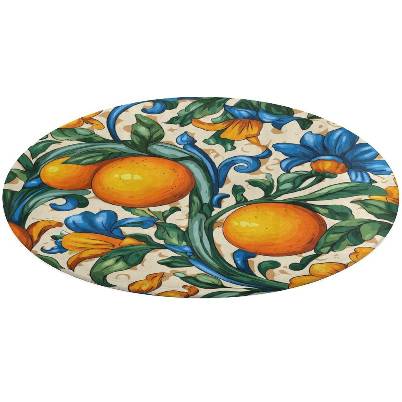 Oranges Flowers Ornate Italian Design Round Carpet Living Room Carpet ...