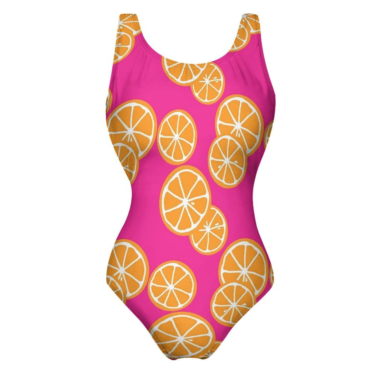 Oranges Slices Swimsuit Blue Fruits One Piece Swimwear Push Up Bodysuit ...