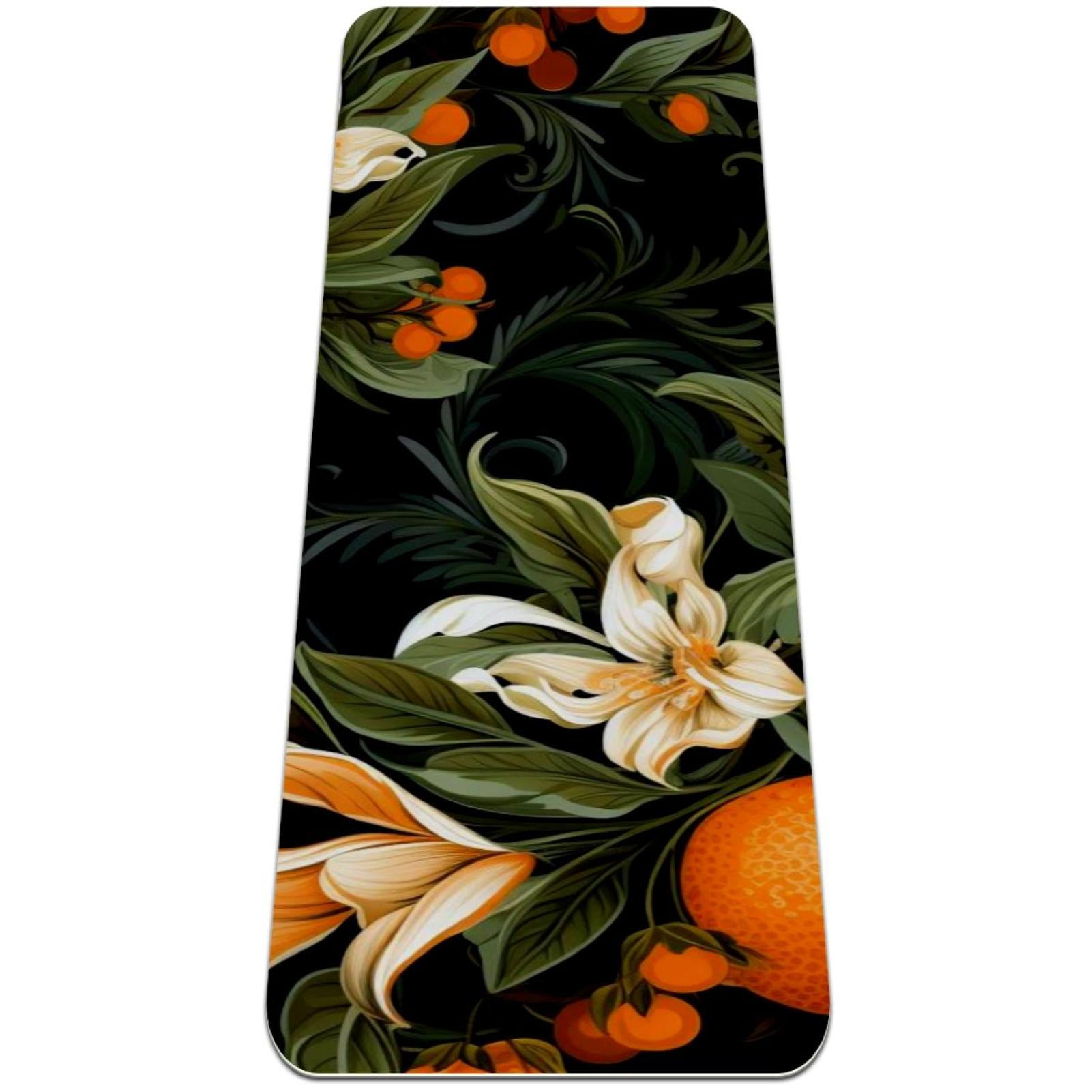 Oranges TPE Exercise Mats for Yoga Pilates, Cushioned Workout Mat with ...