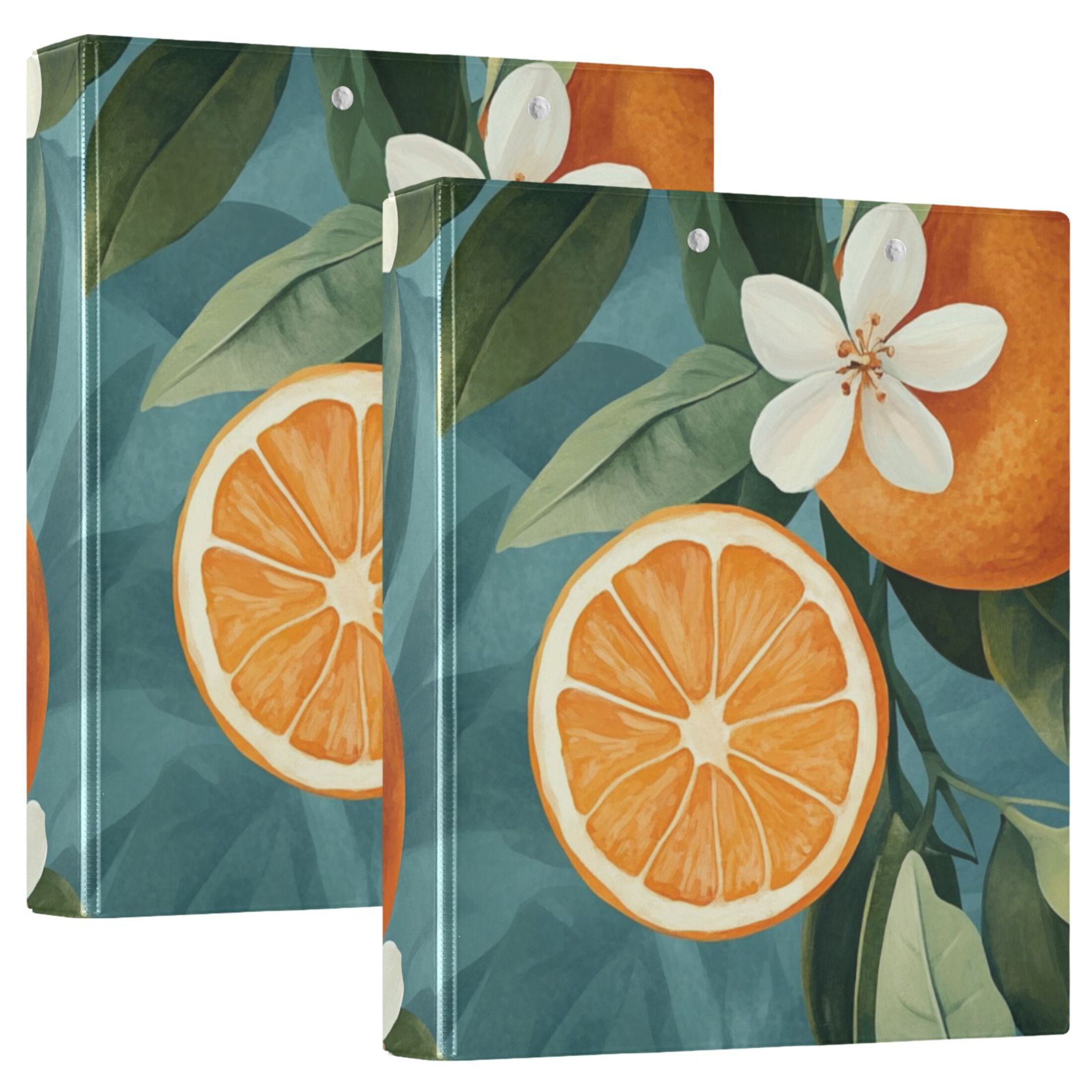 Oranges and Leaves Flowers 3 Ring Binders 1.5 inch Hardcover File ...