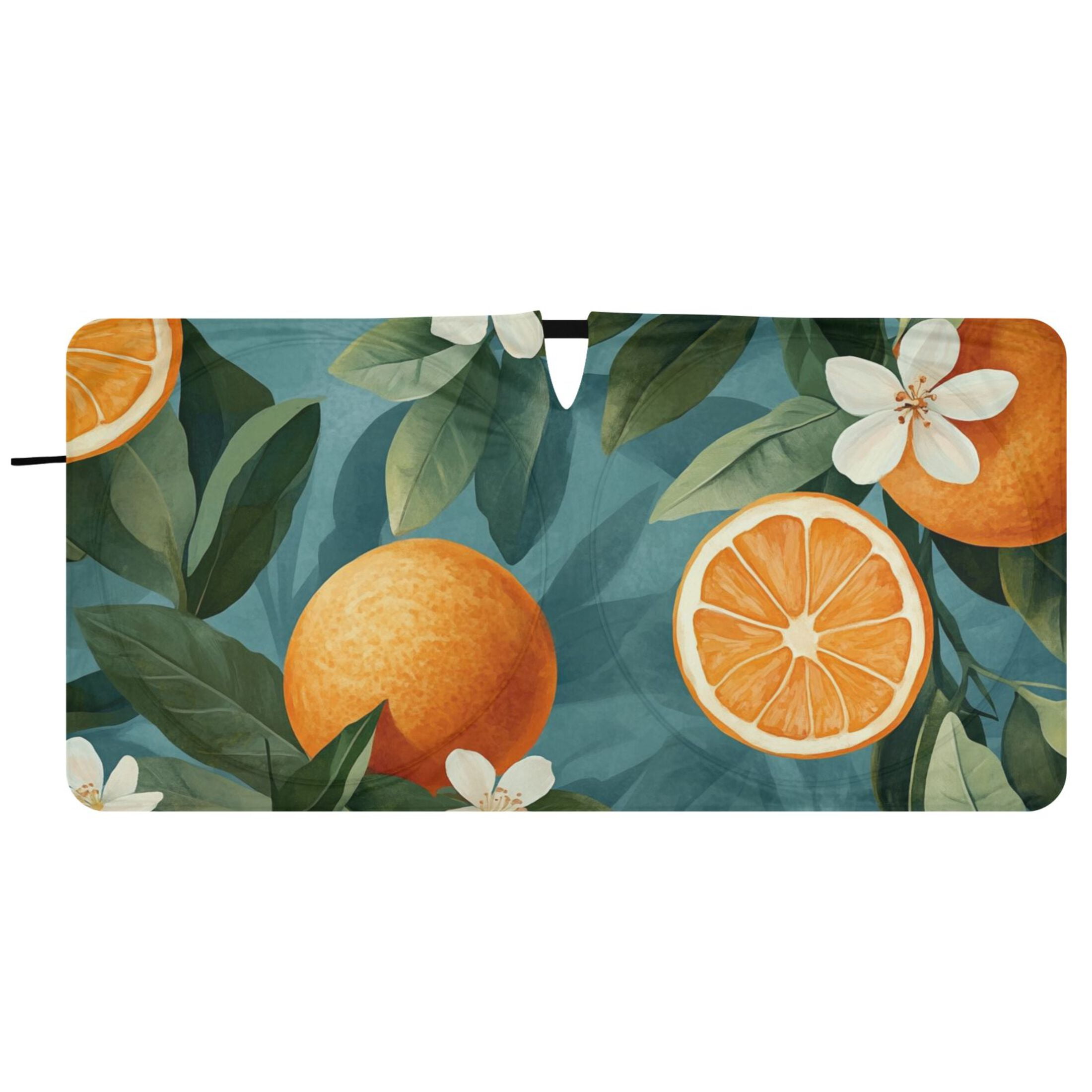 Oranges and Leaves Flowers Car Windshield Sun Shade Foldable Front ...