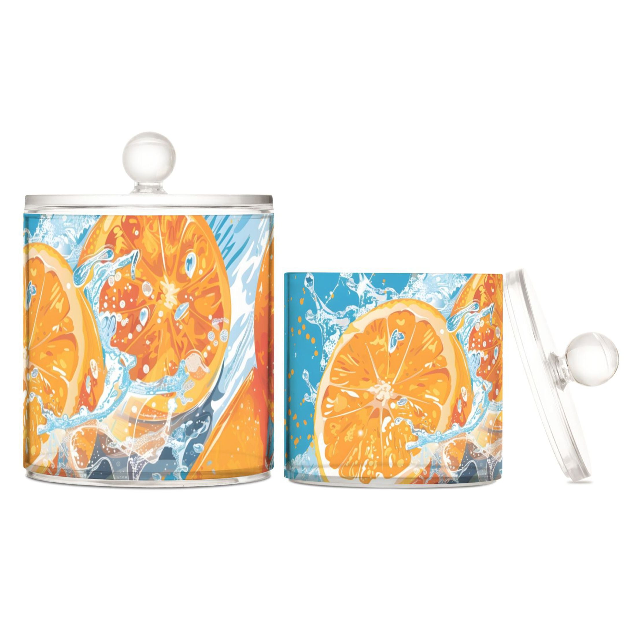 Oranges in Water Translucent Plastic Cans Storage Canisters with Lid ...