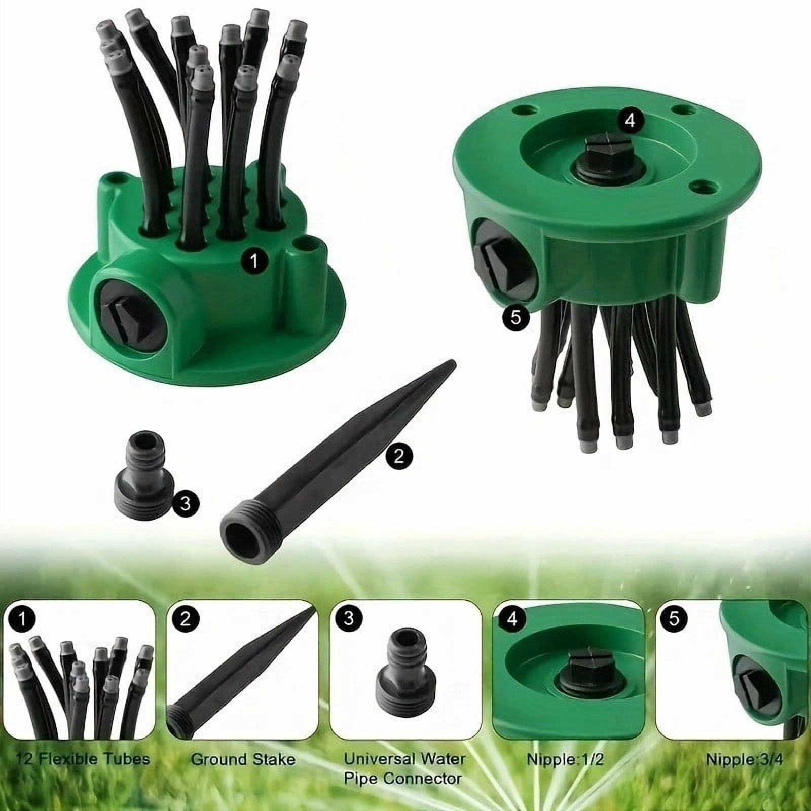 Orangide 12 Head 360 Flexible Garden Sprinkler with Ground Spike ...