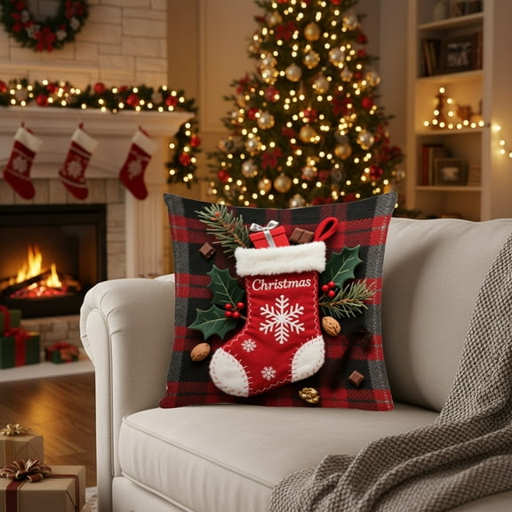 Christmas Pillow Covers 17.7x17.7 Inches Decorative Pillow Cases with ...