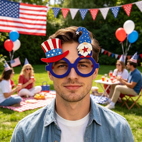 Orangide 4th of July Party Sunglasses Sparkly Patriotic Eyewear for ...