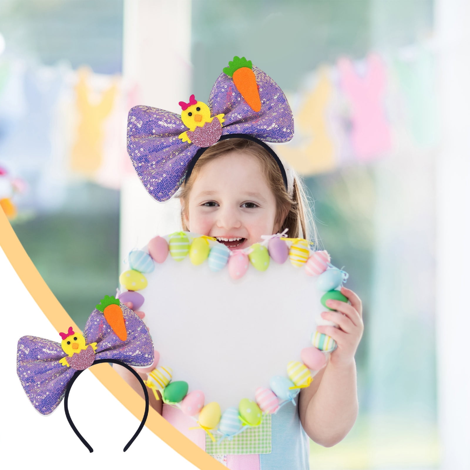 Orangide Easter Hair Bands with Bunny Ears Glitter Bow Headbands for Ki ...