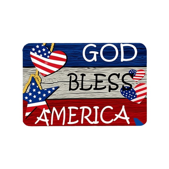 Orangide Independence Day Welcome Doormat Patriotic Star Stripe Non ...