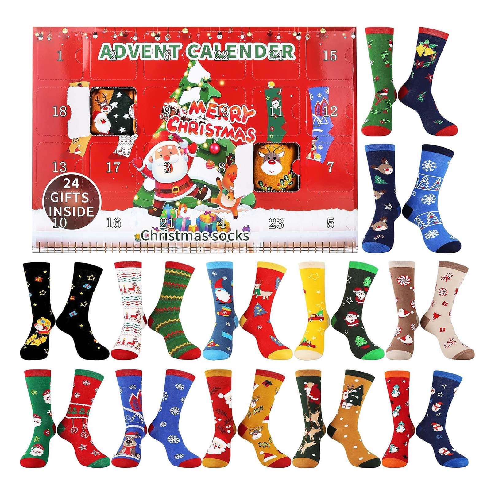 Orangide Knitted Christmas Socks Arrival Calendar for Holiday Countdown ...