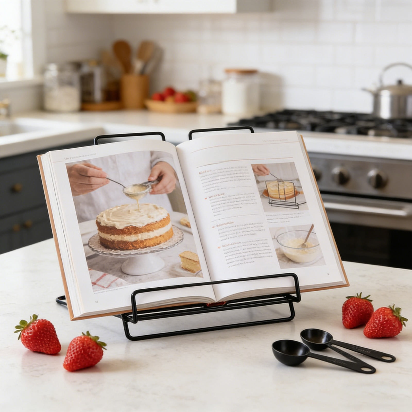 Orangide Metal Cookbook Stand for Kitchen Counter, Adjustable Tablet ...