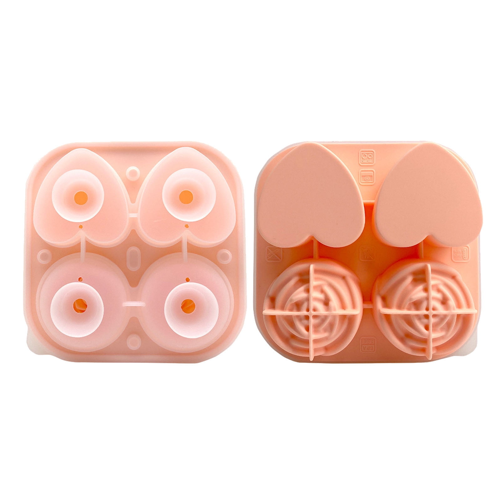 Orangide Rose Heart Silicone Ice Tray with Funnel Lid, Large Ice Block ...