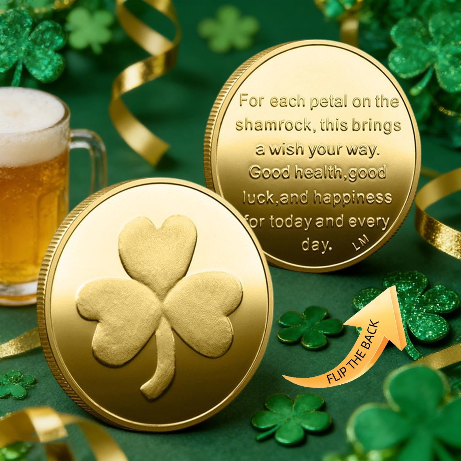 Orangide St. Patrick's Four Leaf Clover Commemorative Coin Lucky Charm ...