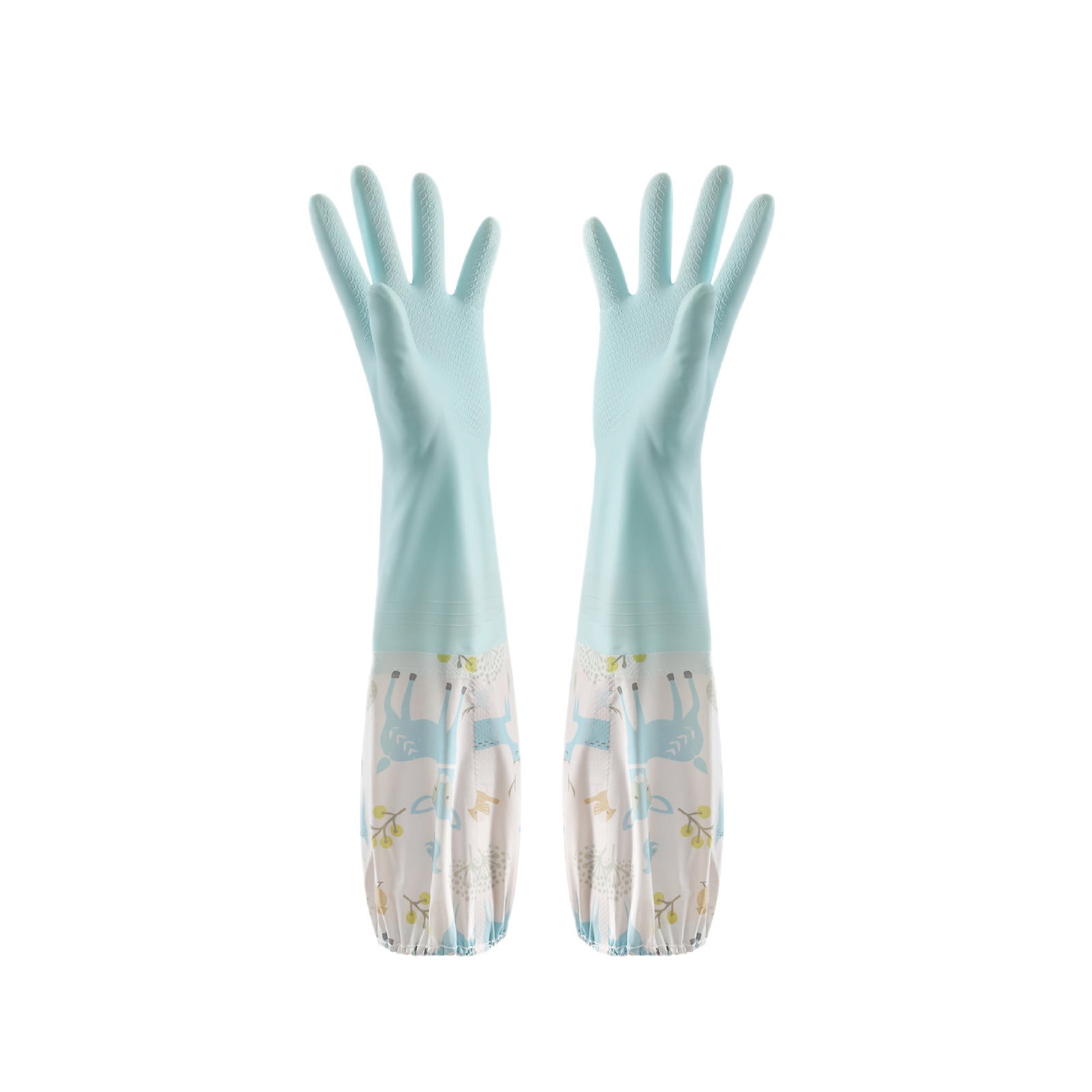 Orangide Waterproof Cleaning Gloves 1 Pair Medium Size Long Cuff Flock ...