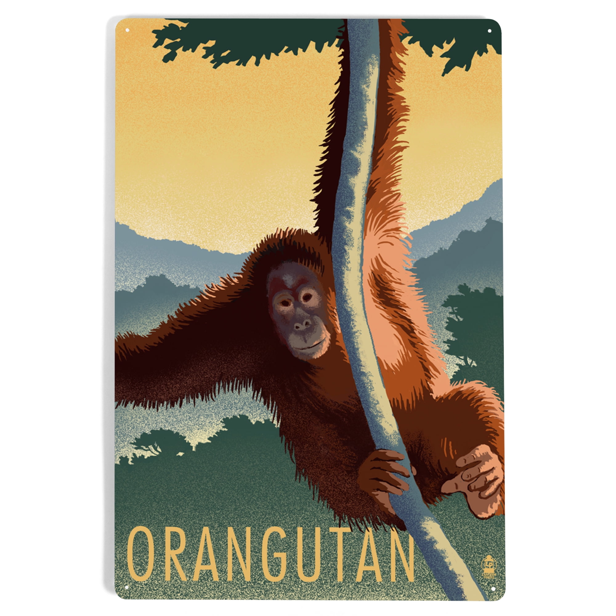 Orangutan, Lithograph Series (12x18 Aluminum Art, Indoor Outdoor Metal ...