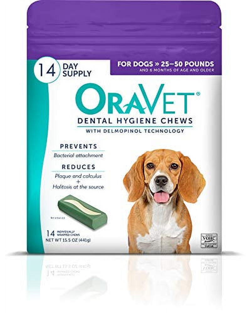 Oravet Dental Care Hygiene Chews for Medium Dogs 25-50Lbs, Tartar Clean ...