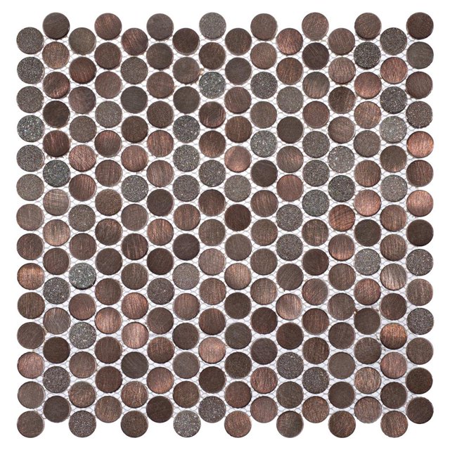 Orb Bron Brown 3/4-in. Penny Round Metal Mosaic Wall Tile - Walmart.com