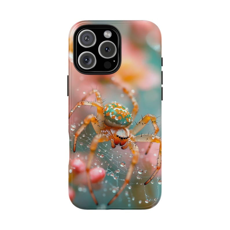 Orb Weaver Spider Web Dew Drops Arachnid Macro Garden Phone Case with ...