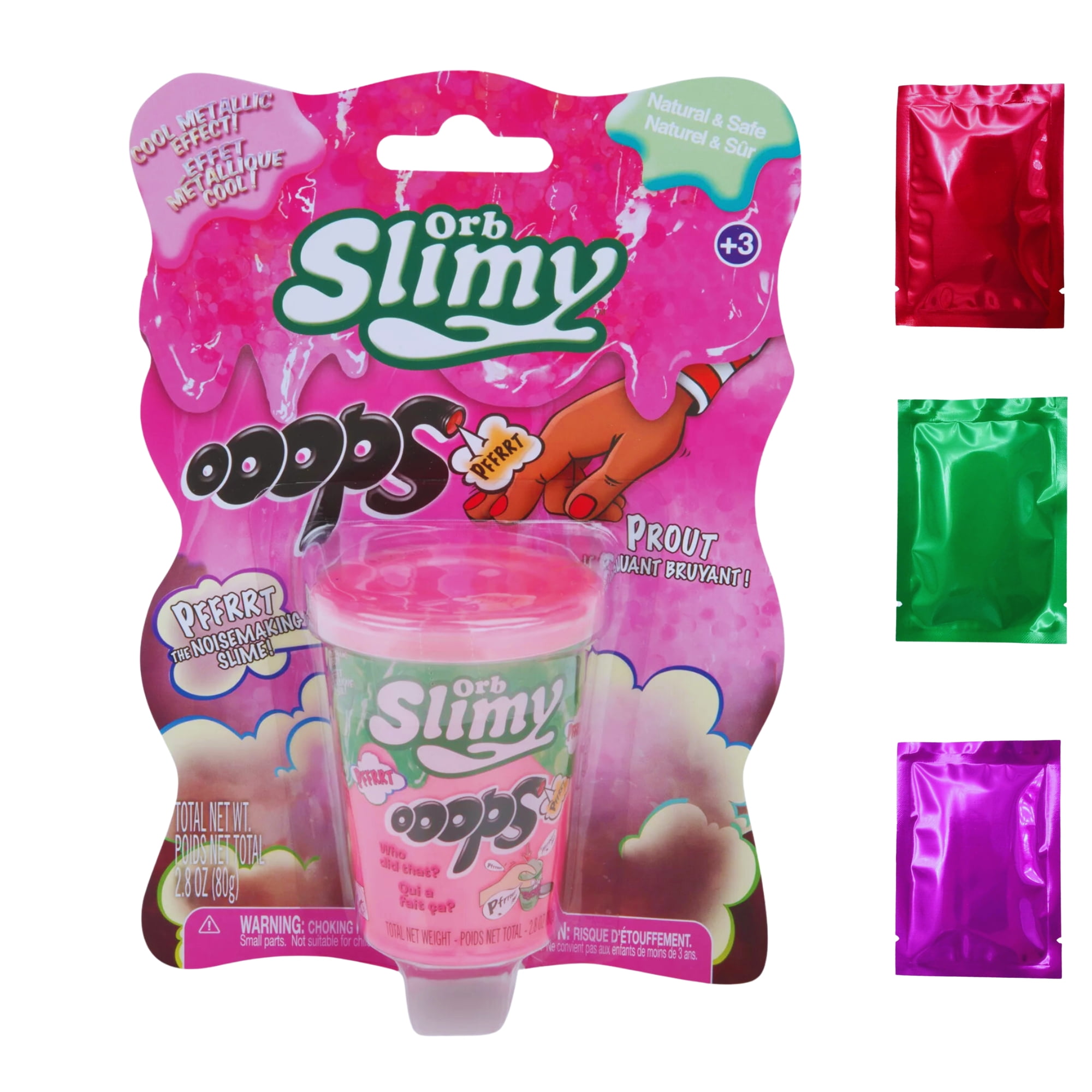OrbSlimy Ooops - Metallic Pink Noisemaking Slime, 2.8oz Premium Non ...
