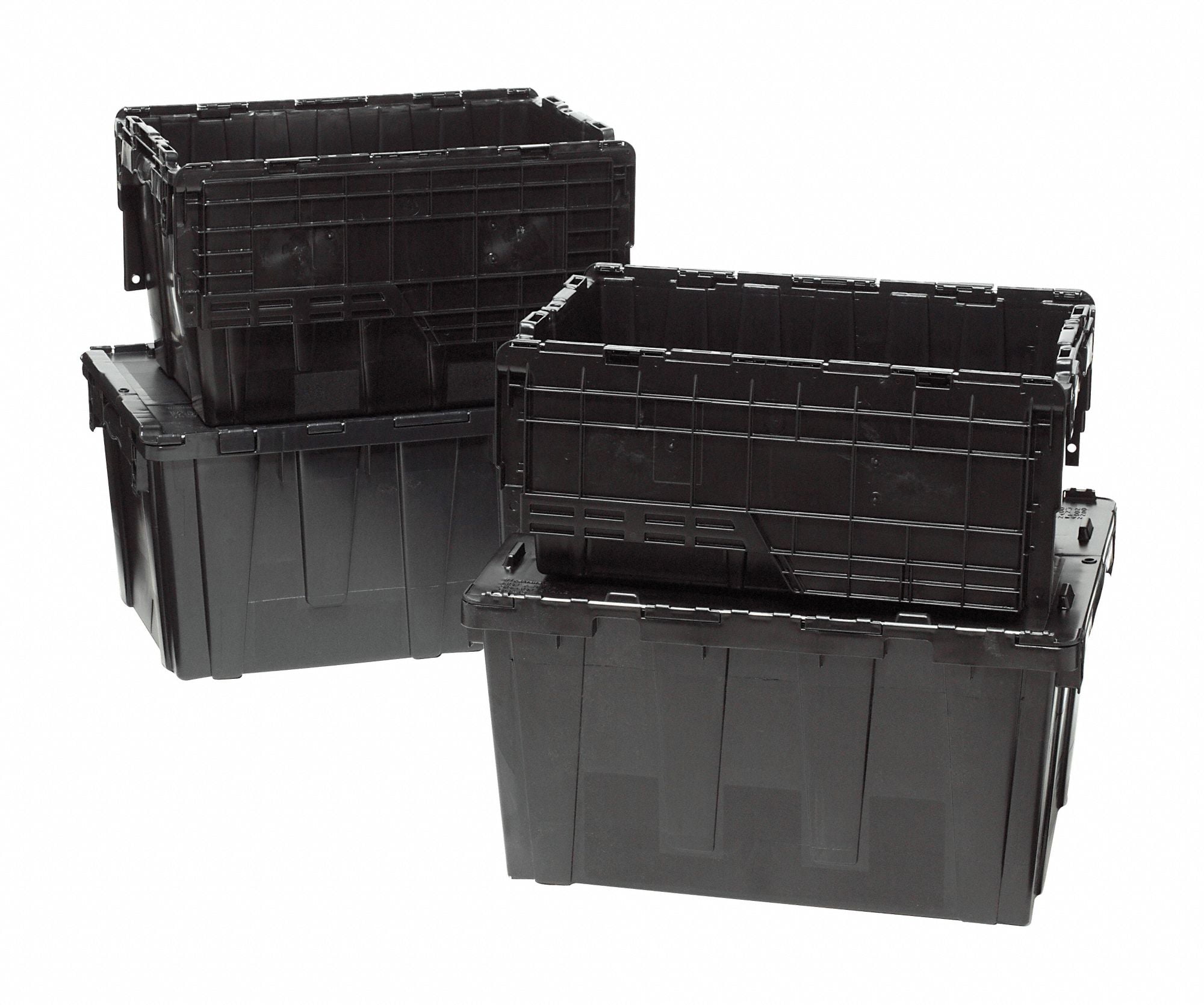 Orbis Attached Lid Container,Black,Solid,HDPE FP143 Black Recycled ...