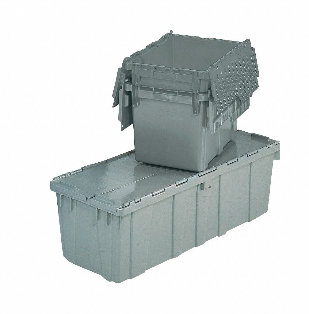 Orbis Attached Lid Container,Gray,Solid,HDPE FP03 Gray - Walmart.com