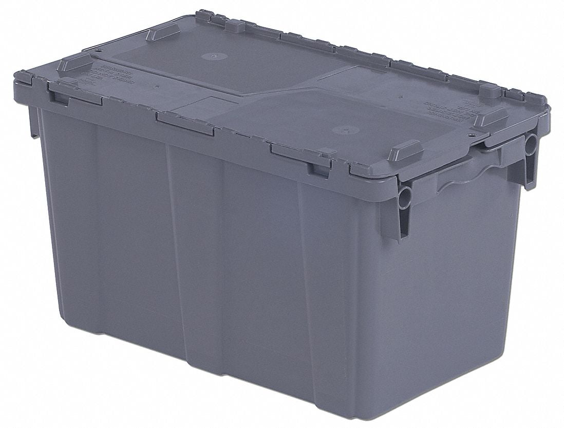 Orbis Attached Lid Container,Gray,Solid,HDPE FP151 Gray - Walmart.com