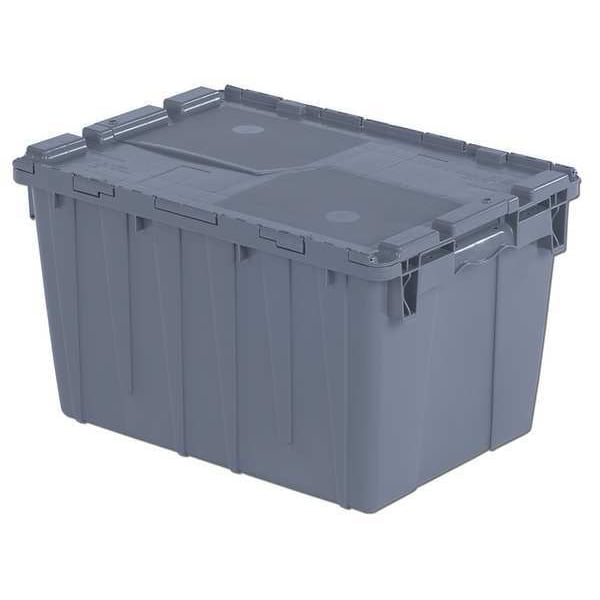 Orbis Attached Lid Container, Solid Gray HDPE FP182, Stackable and ...