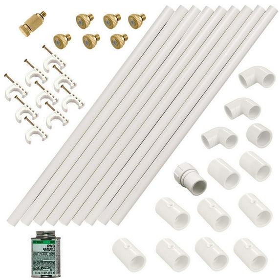 Orbit 12 ft. Outdoor PVC Mist Cooling System with 6 Mist Nozzles for ...